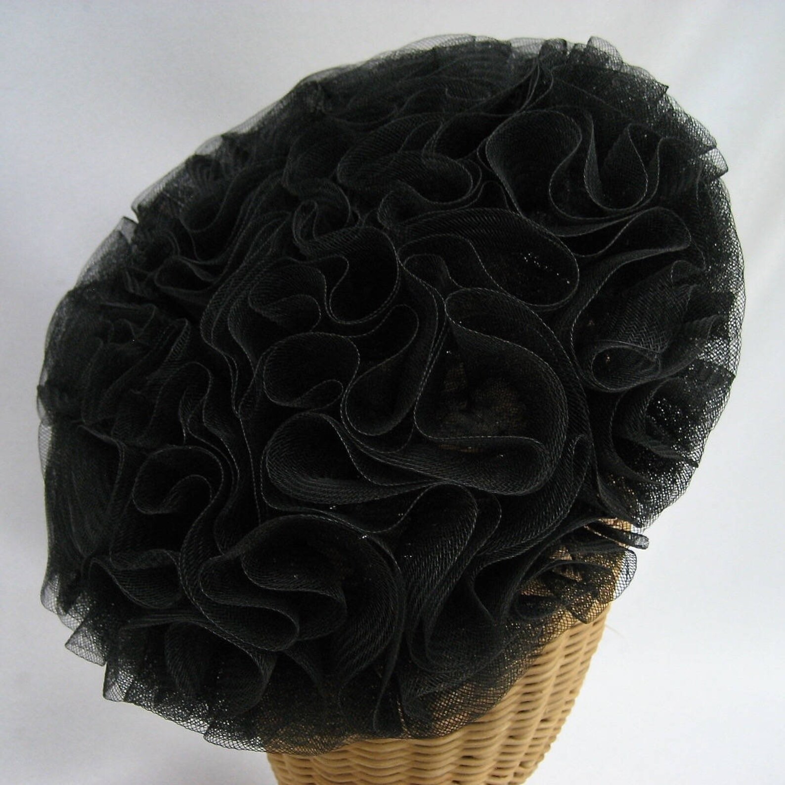 Vintage Ladies Hat Black Mesh Frilly Pillbox Norman-paulvin - Etsy