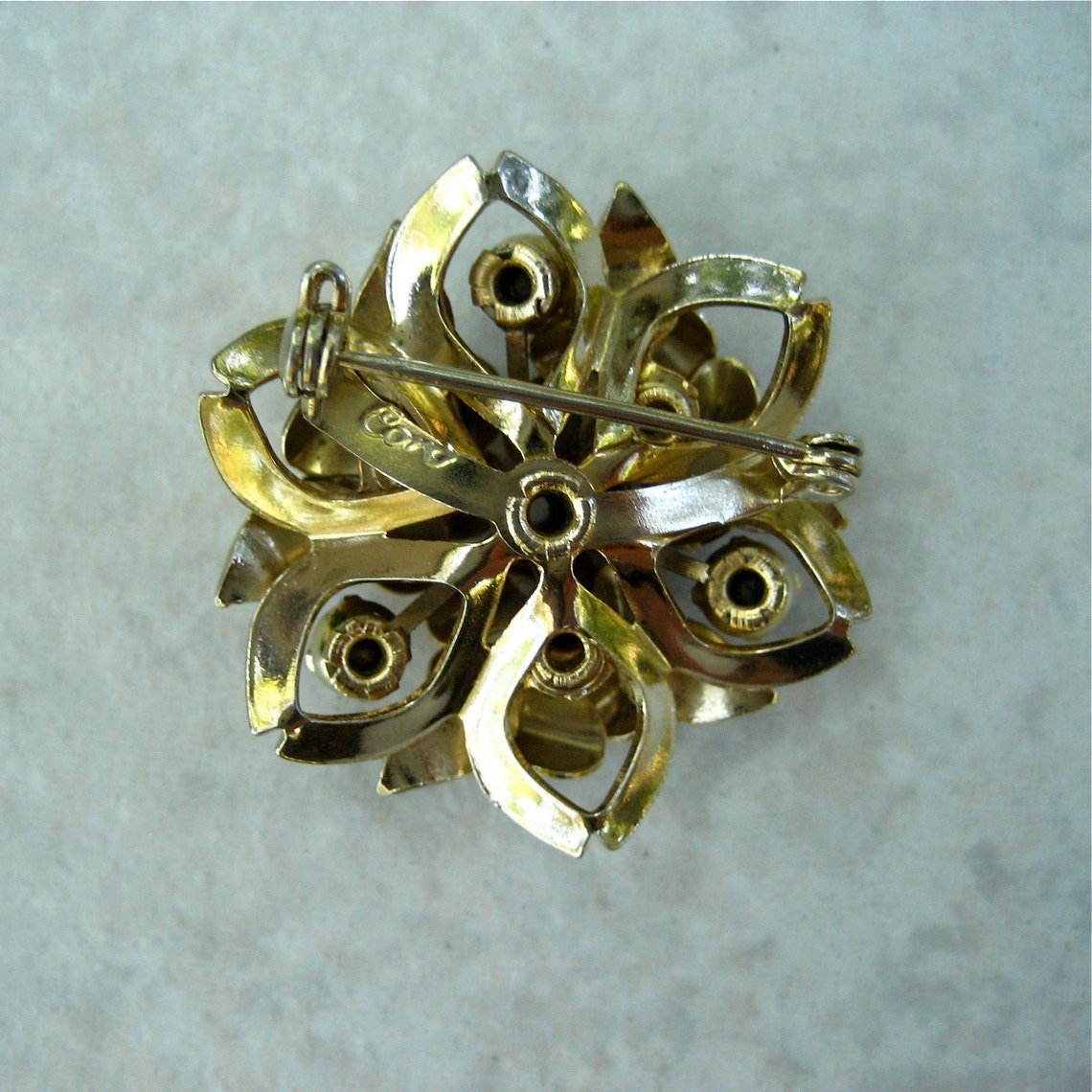 Vintage Coro Red Rhinestone Flower Brooch Domed Silver Tone | Etsy