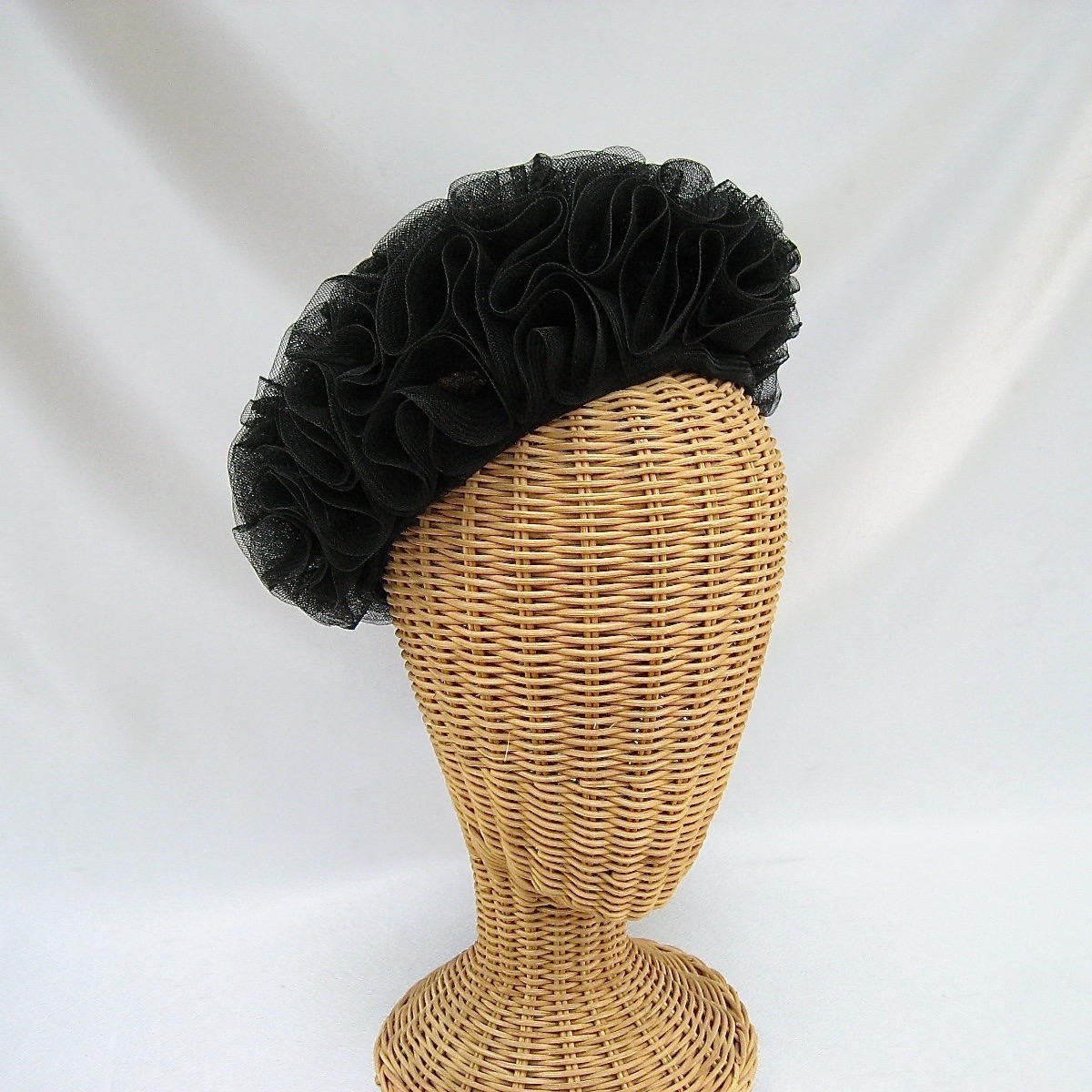 Vintage Ladies Hat Black Mesh Frilly Pillbox Norman-paulvin - Etsy