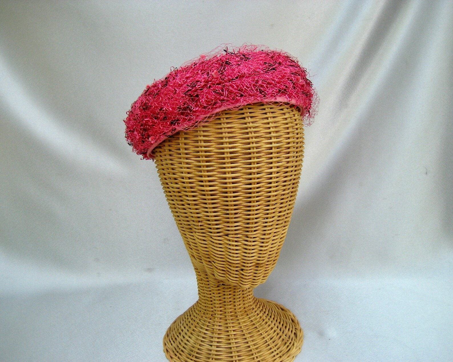 Vintage Ladies Halo Hat Pink Black Cellophane Straw Veiled - Etsy