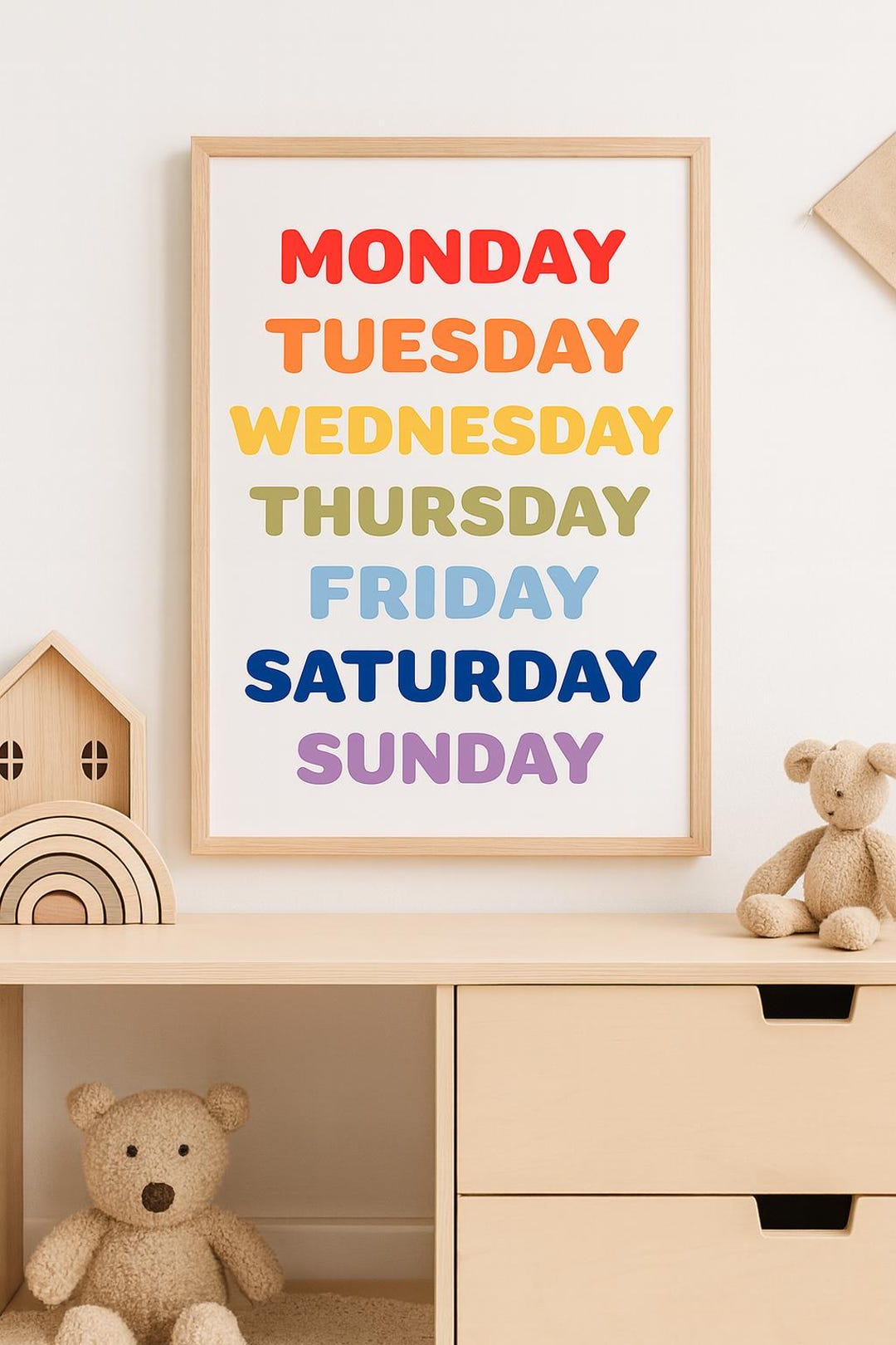 Rainbow Days of the Week Poster | Kids Room Wall Art | Playroom ...