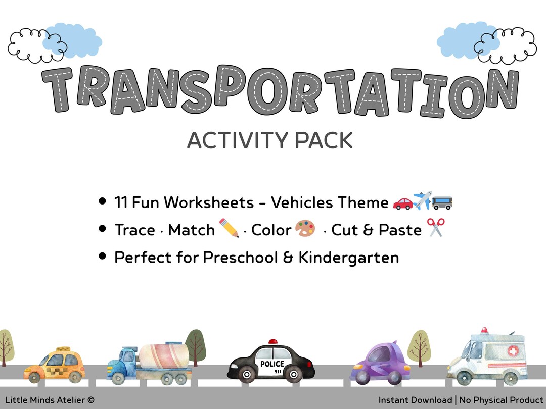 Transportation Worksheets for Preschool | Printable Vehicle Activities ...