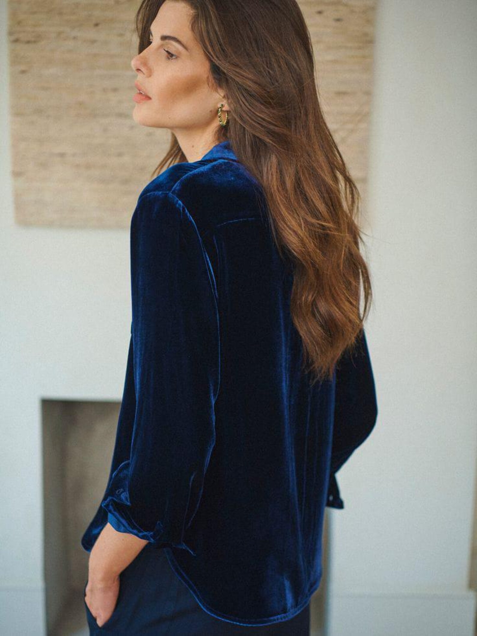 Winter Warm Velvet Top for Women| Velvet Shirt | Christmas Navy Blue ...