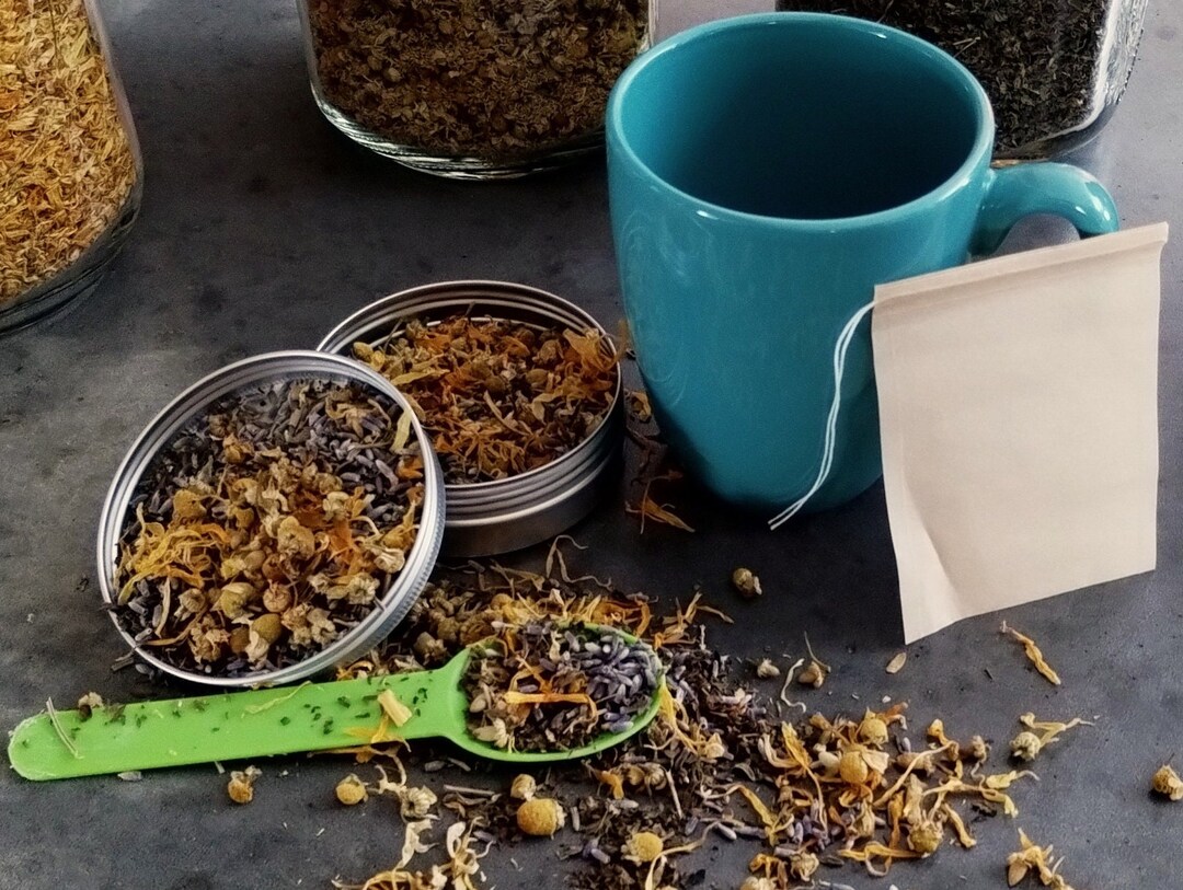 Herbal Tea 4 Oz Tin With Screw Top Lid Bursting Full of Loose Leaf ...