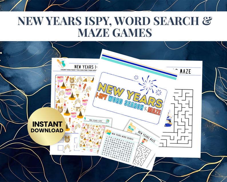 Kids New Year’s Puzzle Pack: I-spy, Word Search & Maze (printable) - Etsy