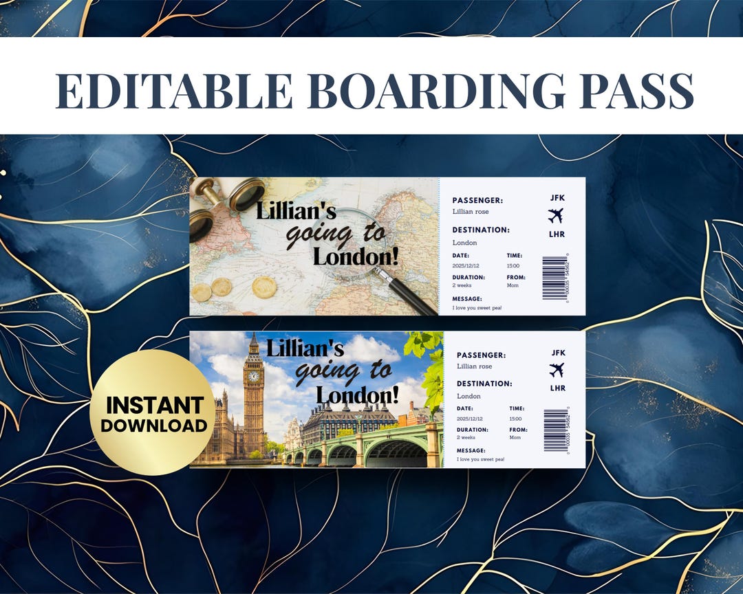 Editable Boarding Pass Canva Template | Surprise Trip Reveal | Travel ...