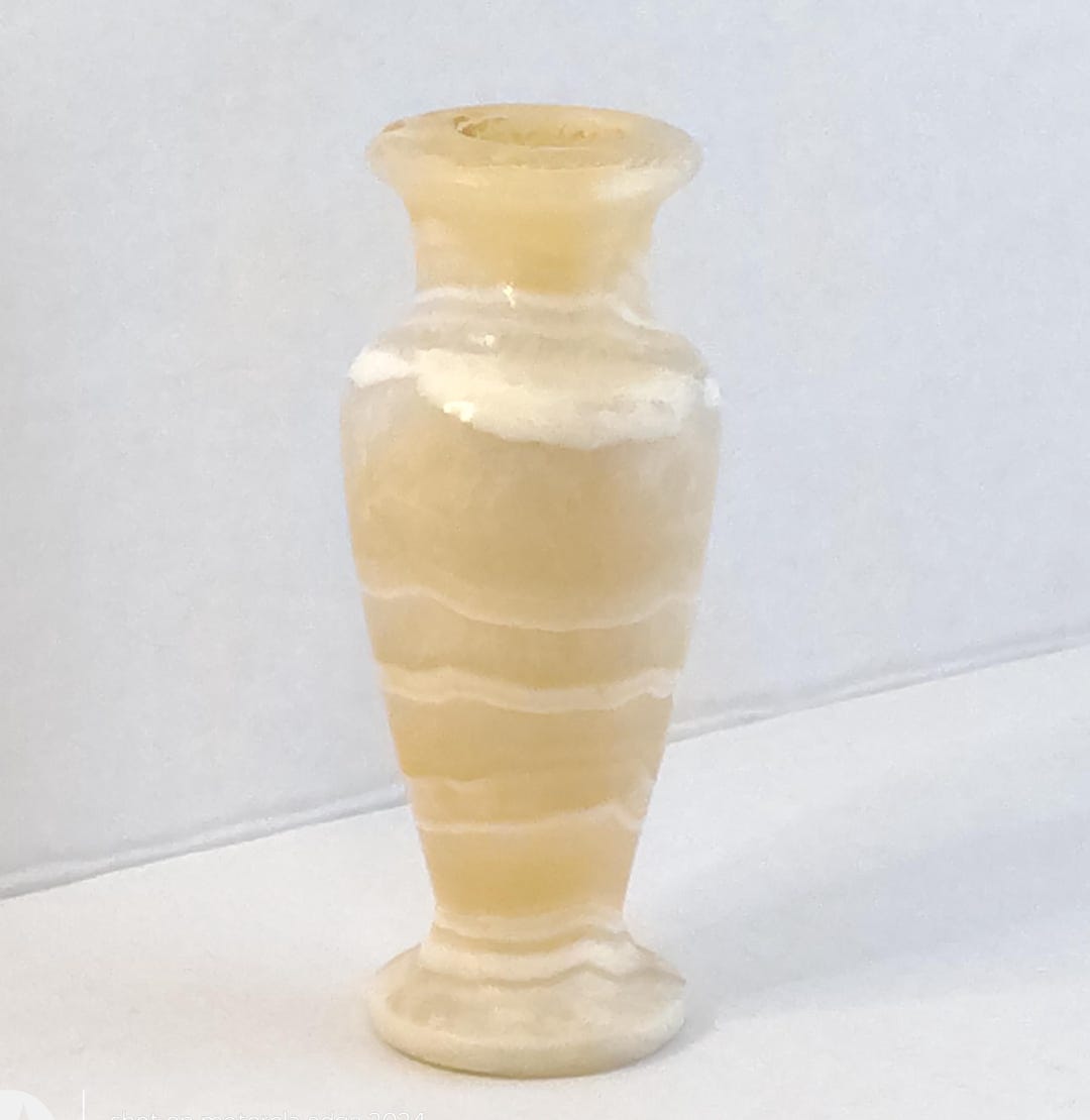 Vintage Hand Carved Alabaster Bud Vase • Mid Century Natural Decor - Etsy