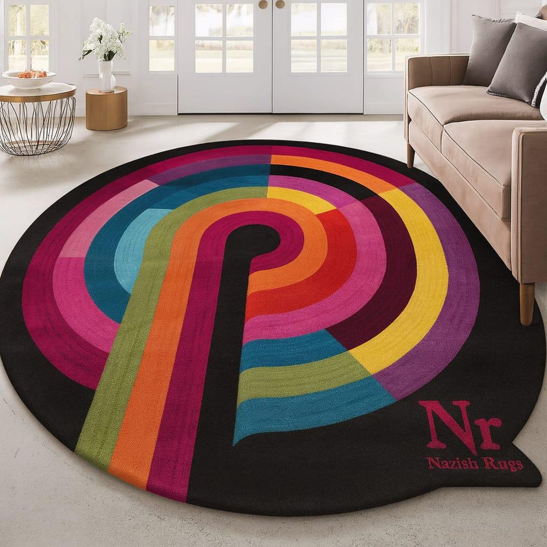 5. Contemporary Pop Art Round Rug – Handmade Wool Carpet | Colorful ...