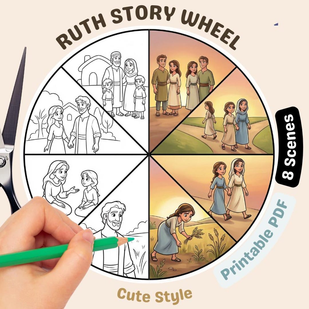 Ruth Story Wheel | Bible Story Printable, Coloring Page (PDF) - Etsy
