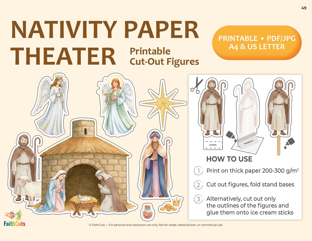 Nativity Scene Paper Theater | Printable Christmas Figures (PDF) - Etsy