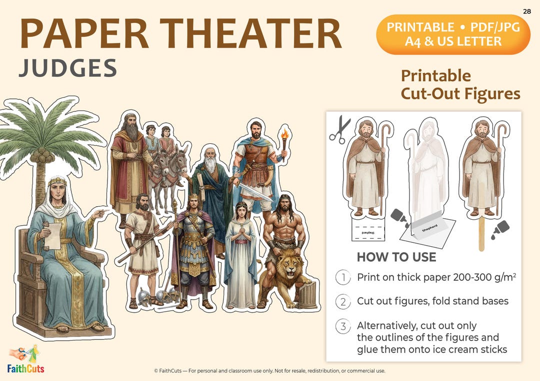 Book of Judges Printable Figures | Bible Paper Theater (PDF) - Etsy
