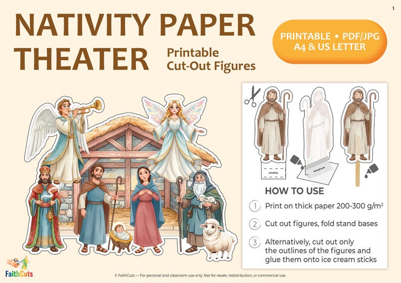 Cartoon Nativity Puppet Theater – Printable Christmas Craft (PDF) - Etsy
