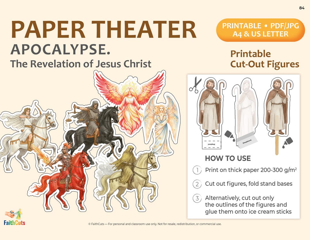 Revelation Paper Theater | Four Horsemen Bible Craft (PDF/JPG) - Etsy