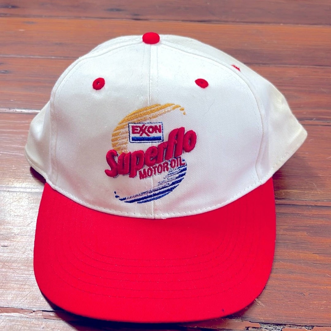 Vintage Exxon Superflo Motor Oil Automotive Racing Race Car Snap Back ...