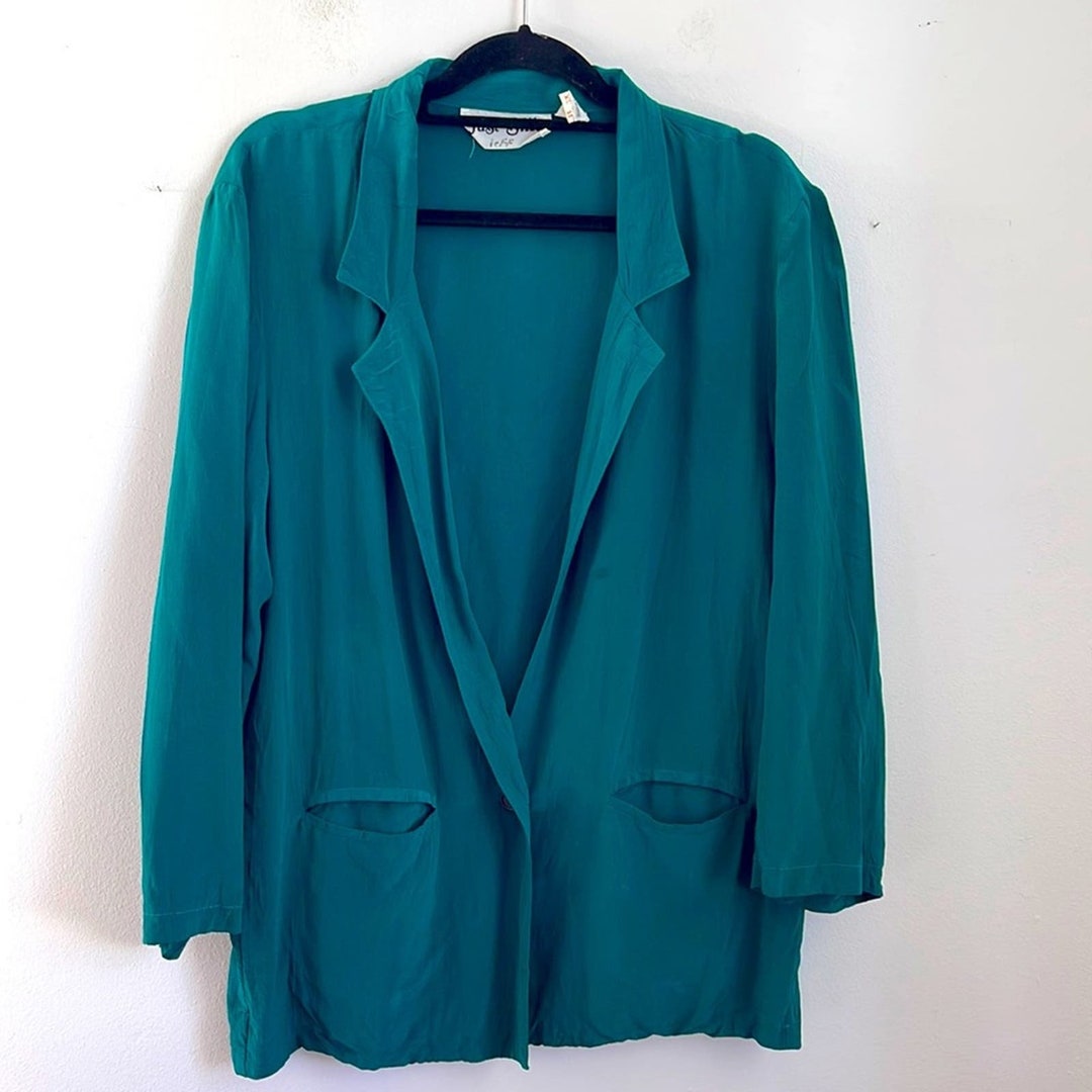 Vintage Just Silk Unlined Unstructured Light Weight One Button ...