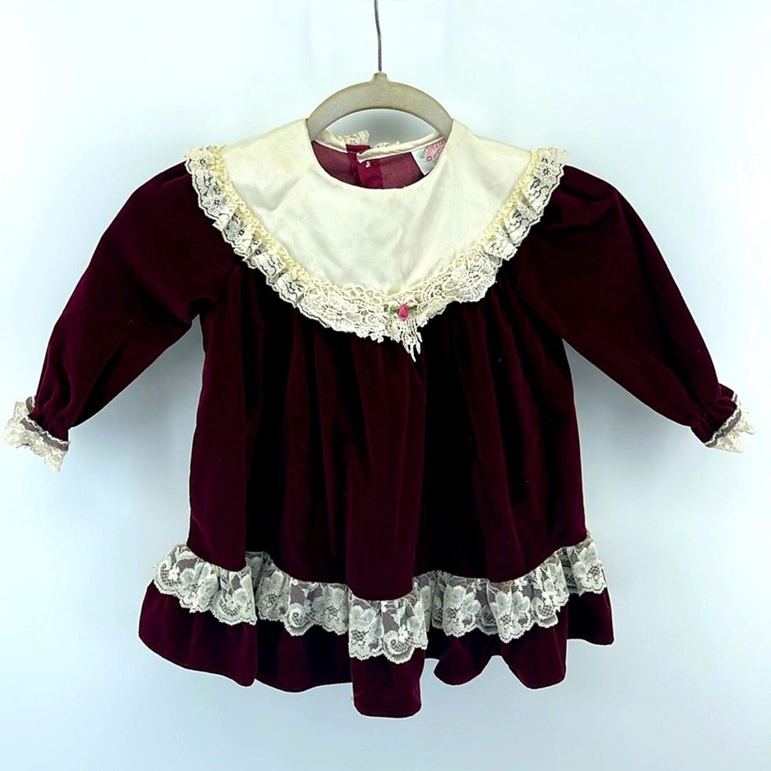 Vintage 80’s Allison Ann Lace Detail Velvet Sailor Collar Long Sleeve ...