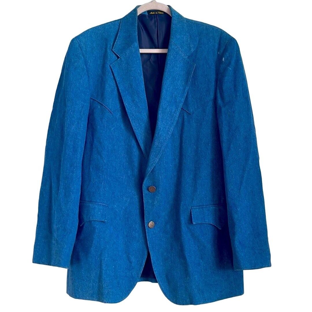 Vintage Circle S Dallas TX Western Rodeo Yolk Denim Jean Sport Coat ...