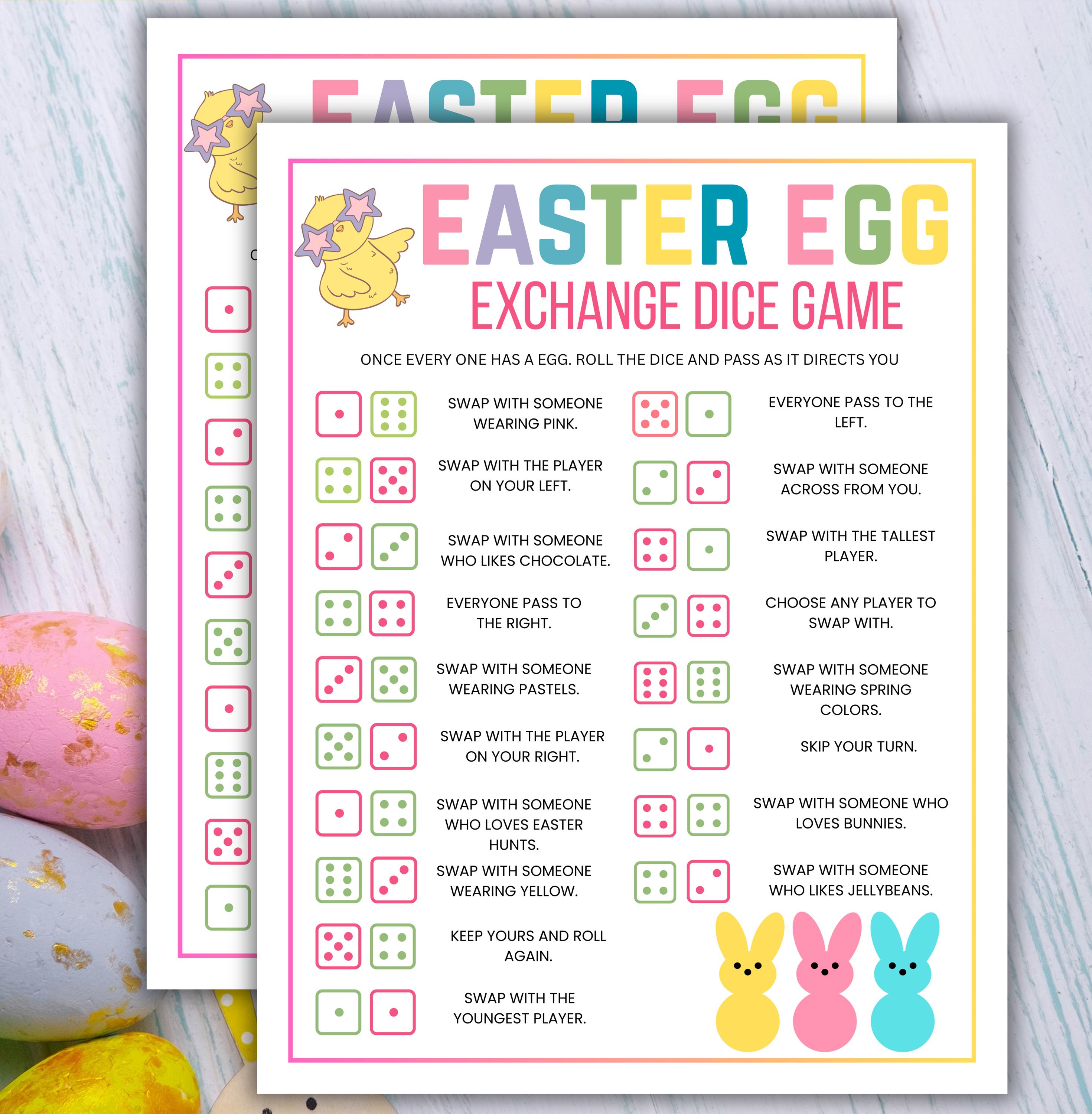 Easter Egg Exchange Dice Game, Easter Dice Game, Kids Adults Family ...