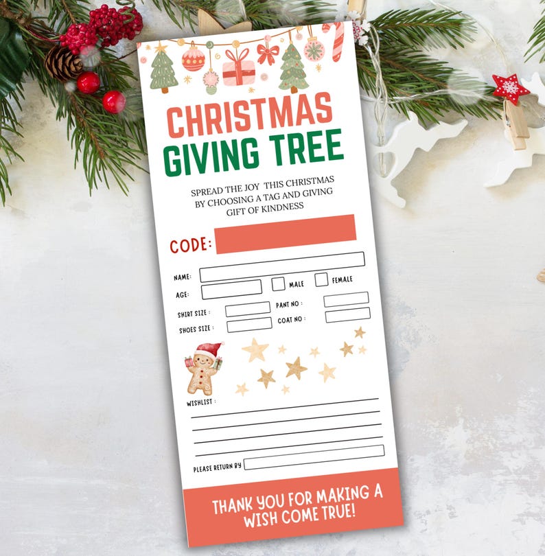 Editable Giving Tree Tags , Angel Tree Tags, Christmas Giving Tree ...