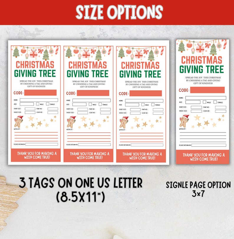 Editable Giving Tree Tags , Angel Tree Tags, Christmas Giving Tree ...