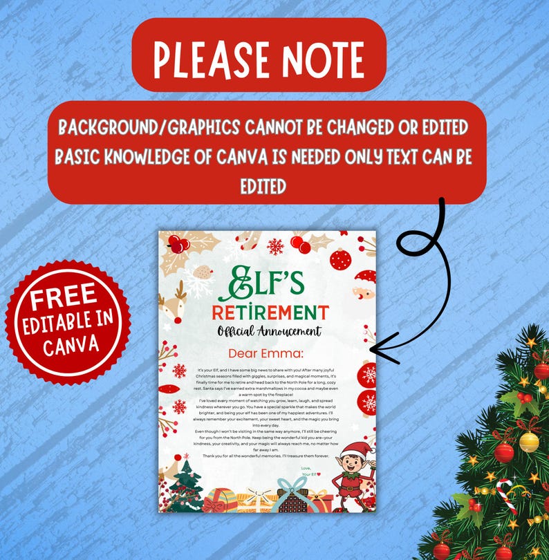 Editable Elf Retirement Letter Elf Not Visiting Elf New Mission Letter ...