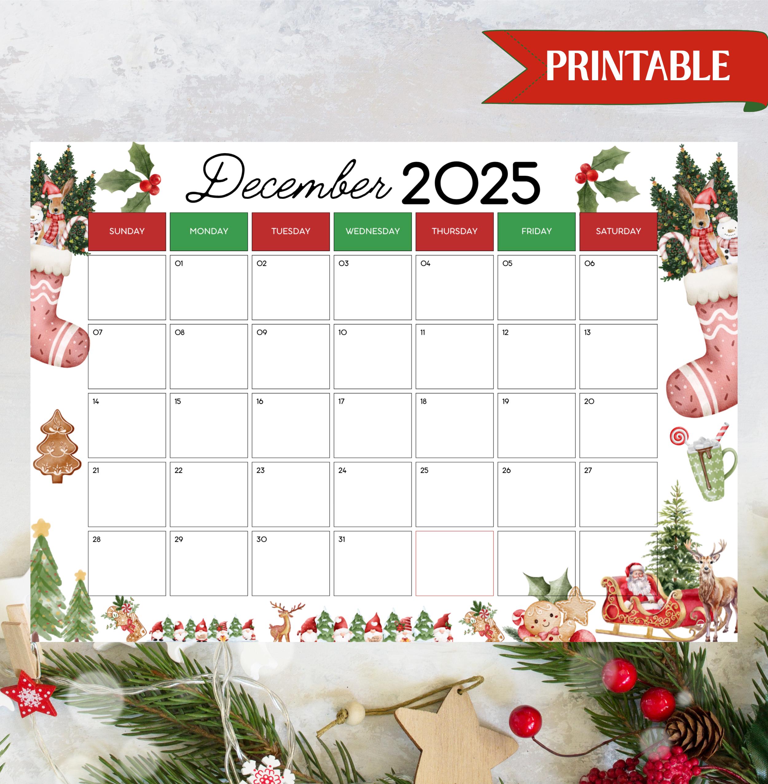 Editable December 2025 Christmas Calendar (digital Download) - Etsy