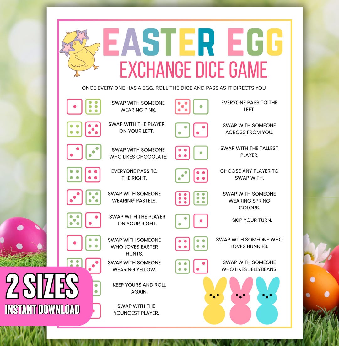 Easter Egg Exchange Dice Game, Easter Dice Game, Kids Adults Family ...