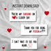 Valentine's Day Love Notes Printable, Message in a Bottle, Love Notes ...