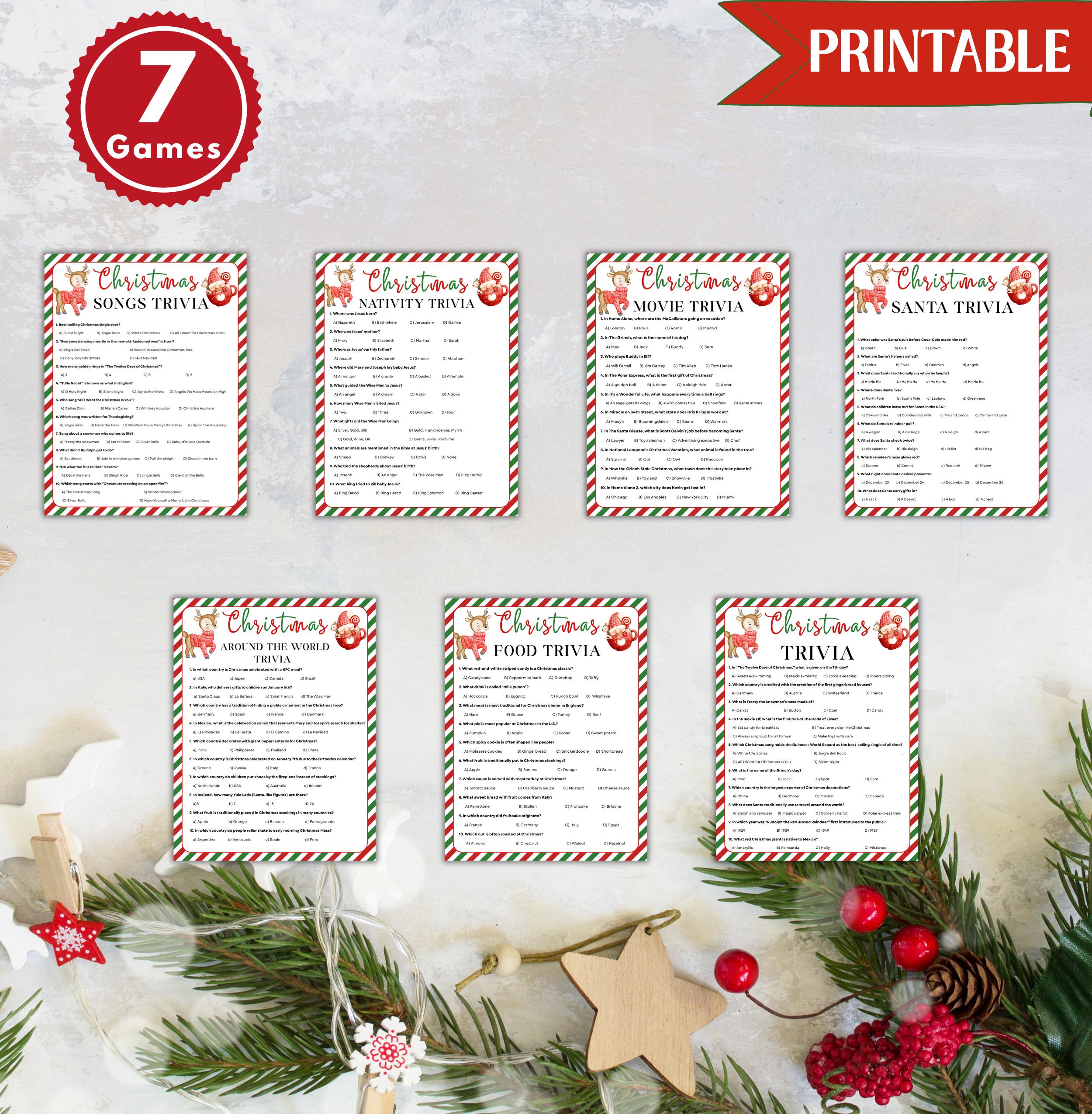 Christmas Trivia Game Bundle: Holiday Printable Quiz (instant Download ...
