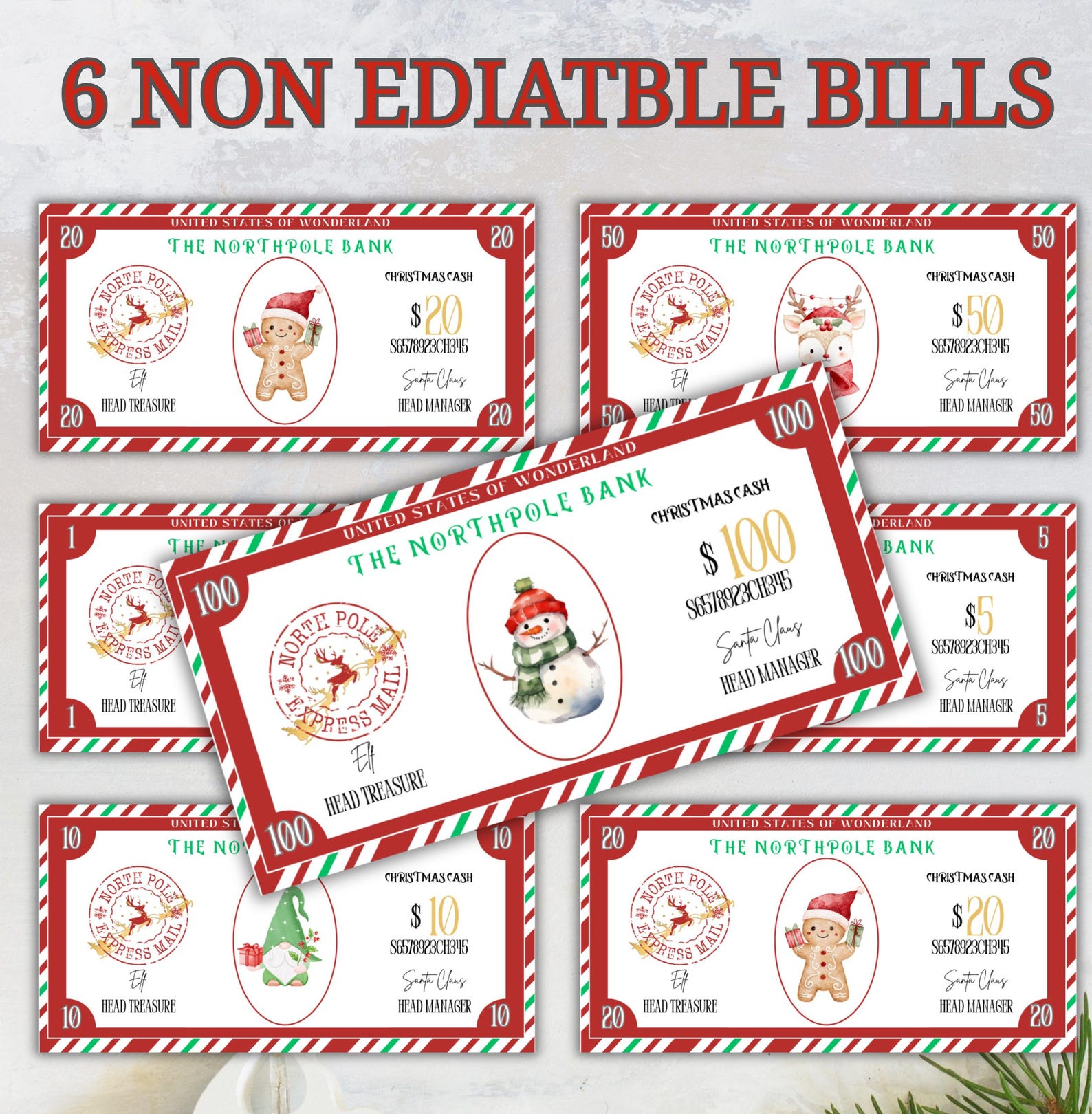 Printable North Pole Dollar Bill, Stocking Stuffer, Ready to Print ...