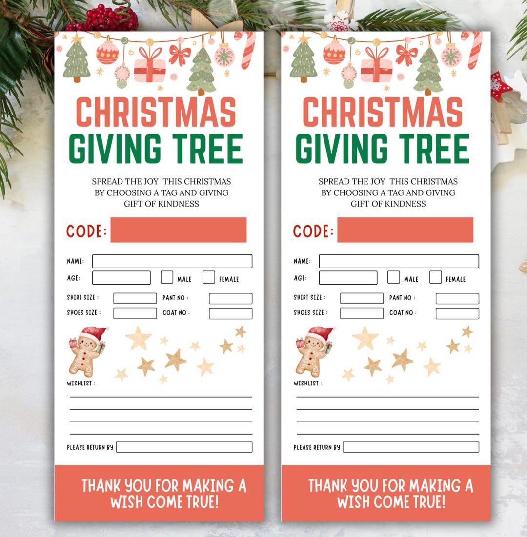 Editable Giving Tree Tags , Angel Tree Tags, Christmas Giving Tree ...