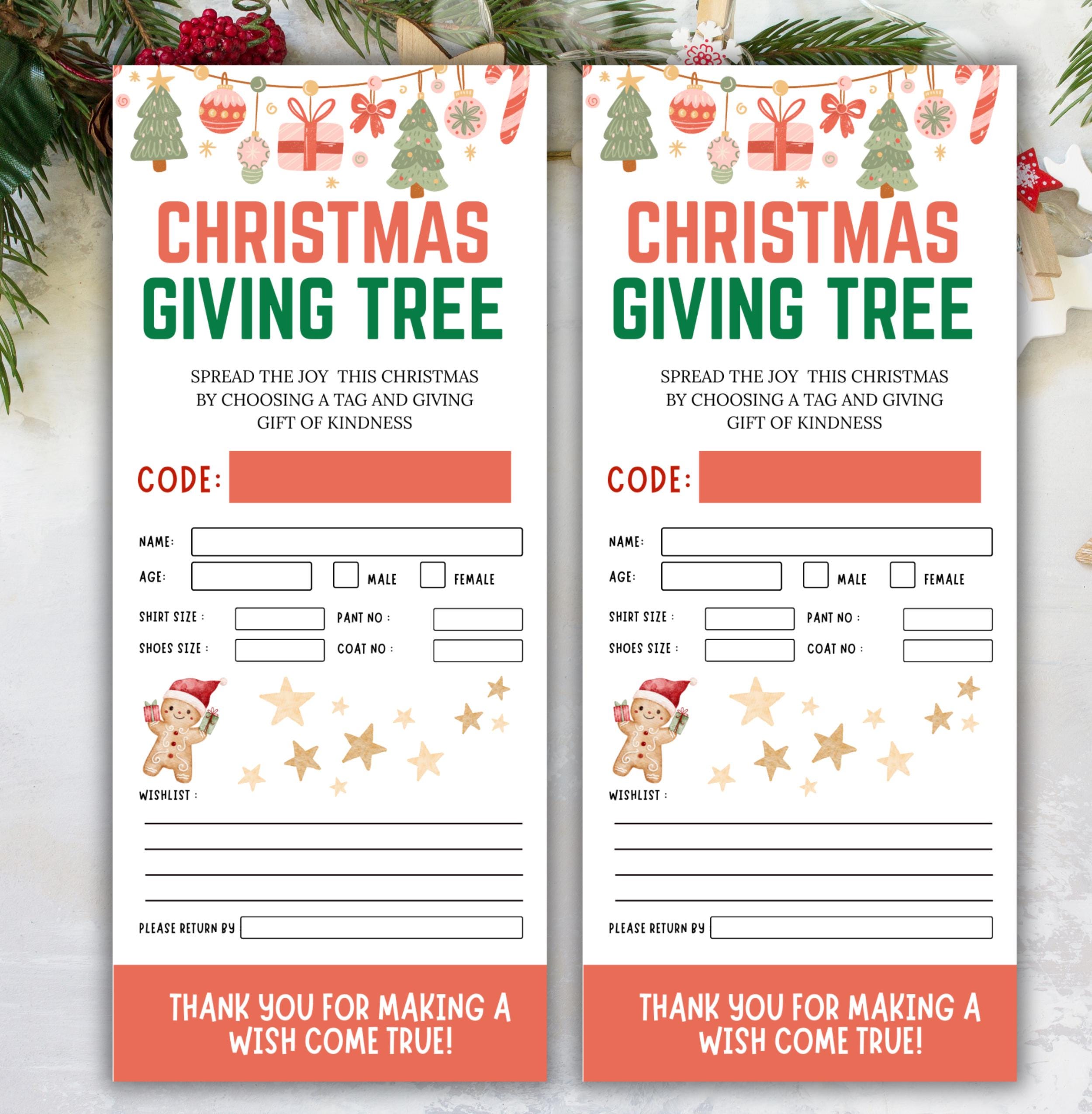 Editable Giving Tree Tags , Angel Tree Tags, Christmas Giving Tree ...