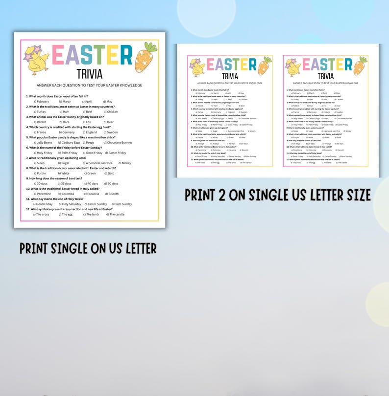 Easter Trivia | Printable Easter Game | Easter Activity for Kids and ...