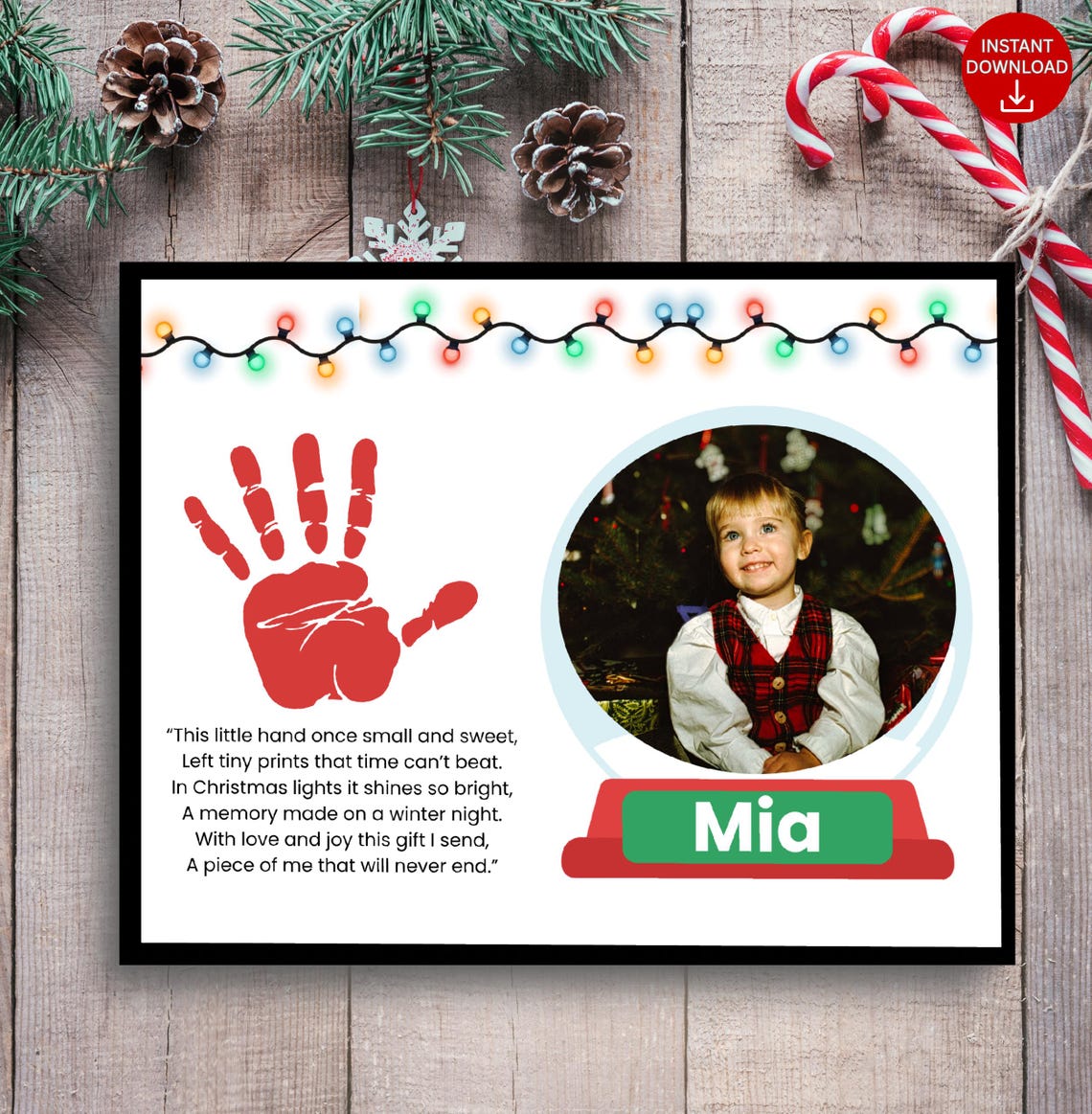 Christmas Handprint Poem Print With Snow Globe Photo Frame ...