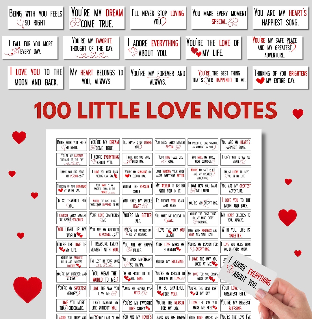 Valentine's Day Love Notes Printable, Message in a Bottle, Love Notes ...