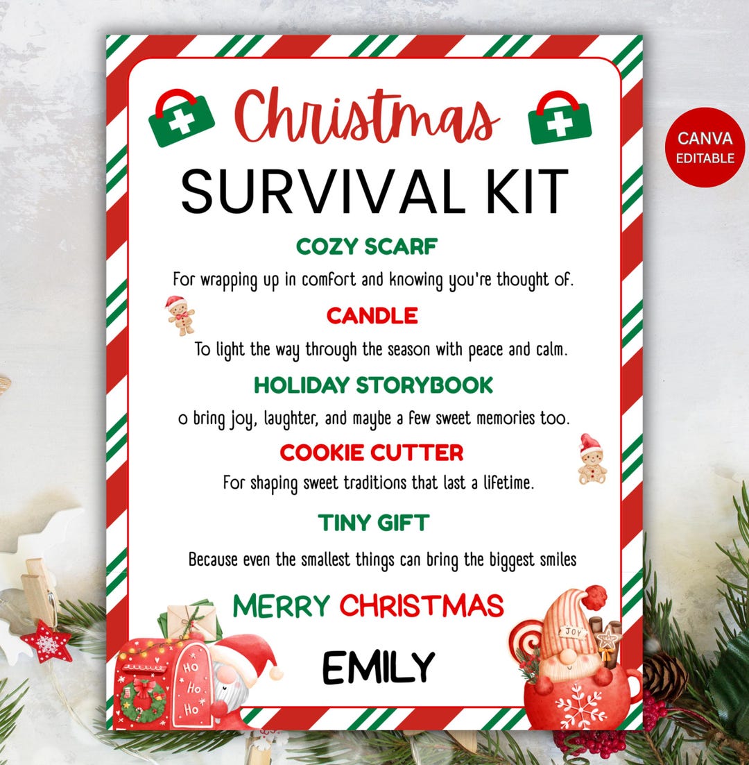 Editable Christmas Survival Kit Printable | Holiday Survival Tag ...