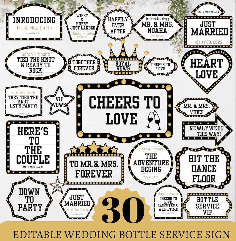 Bottle Service Sign for Wedding - Customizable Marquee VIP Reception ...