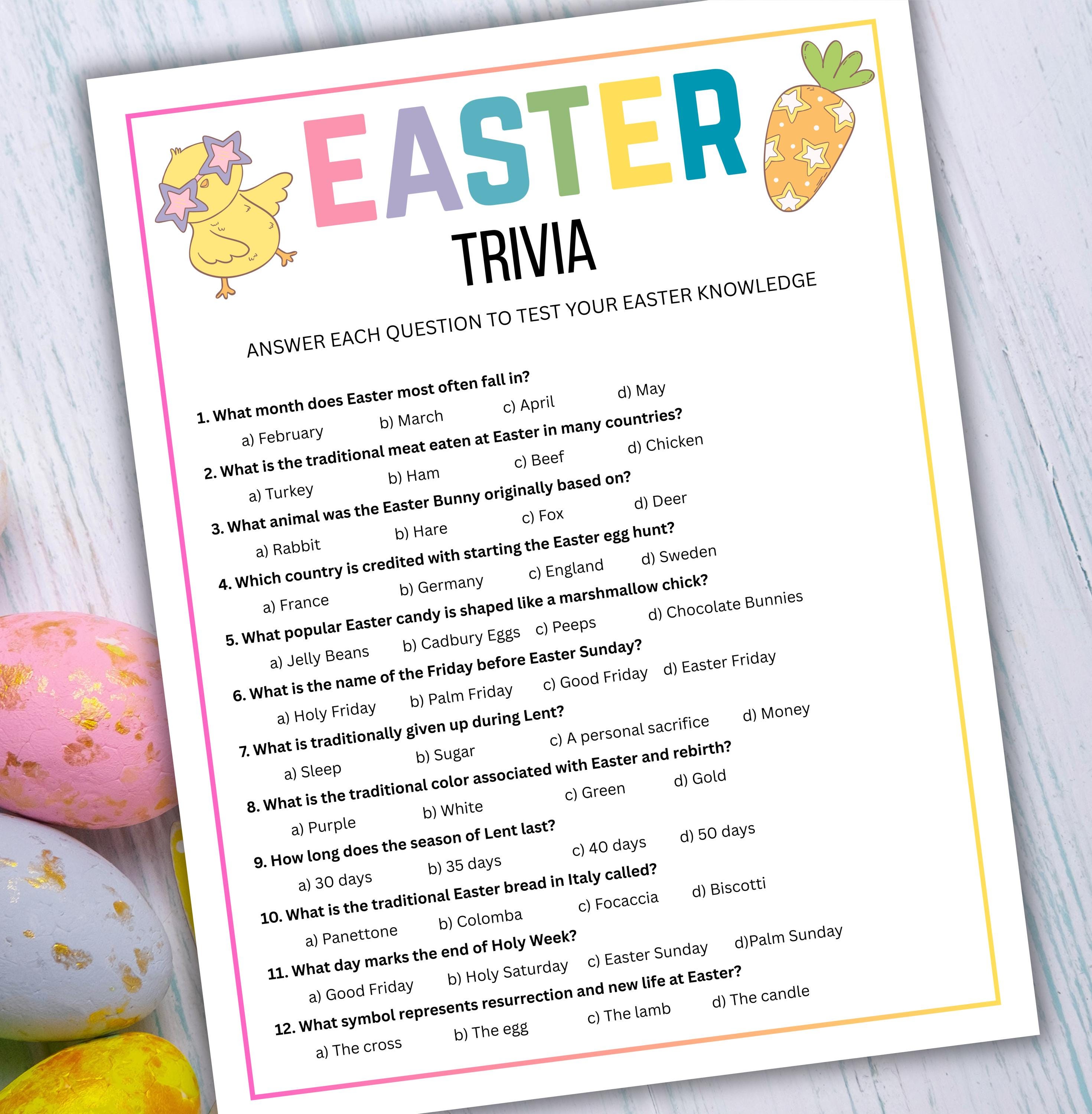Easter Trivia | Printable Easter Game | Easter Activity for Kids and ...
