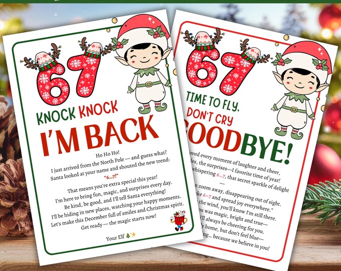 Printable 6-7 Elf Arrival Letter, Six Seven Trending Meme Christmas Elf ...