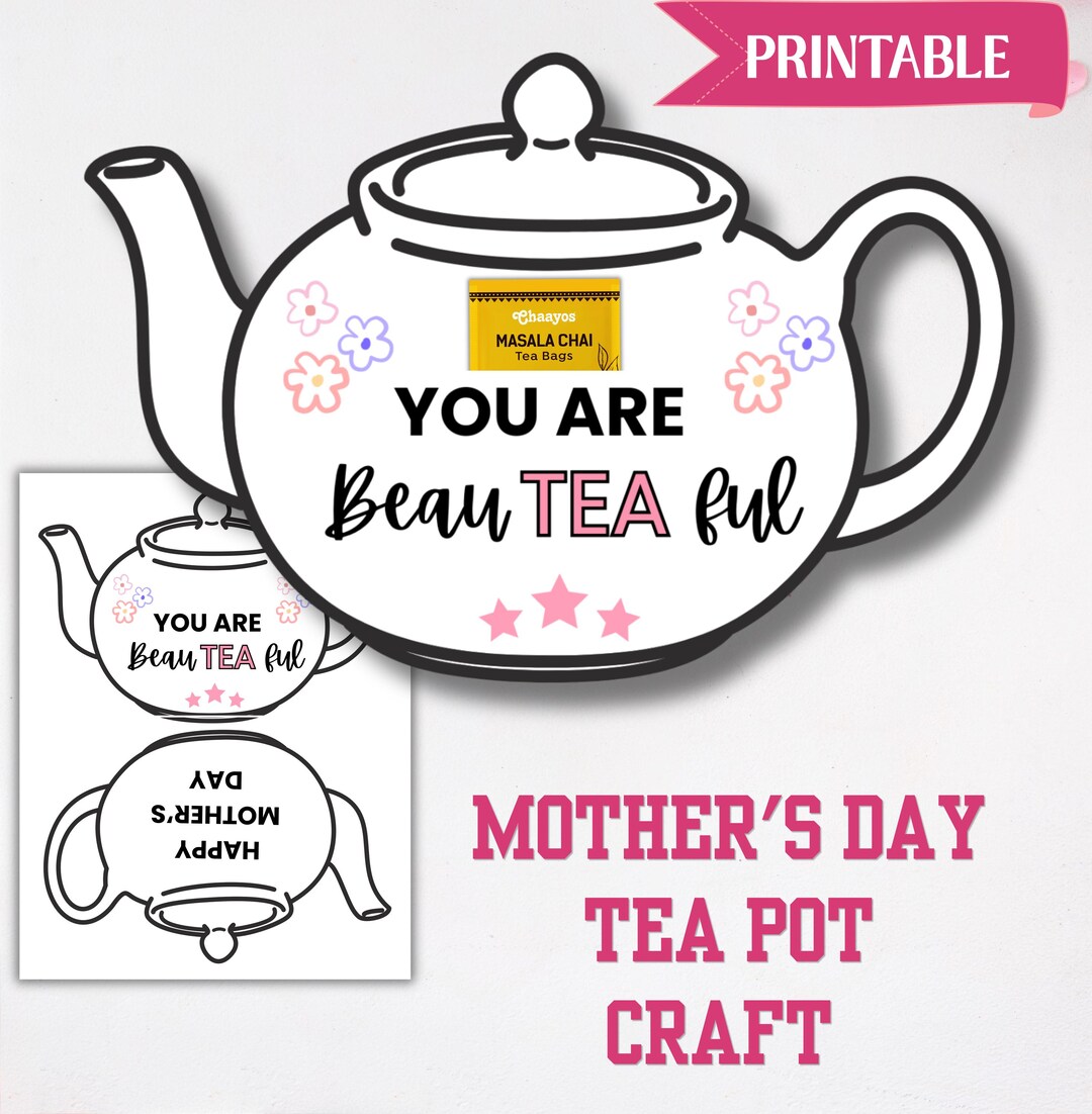Printable Mother's Day Teapot Craft Kids Activity Tea Lover Gift for ...