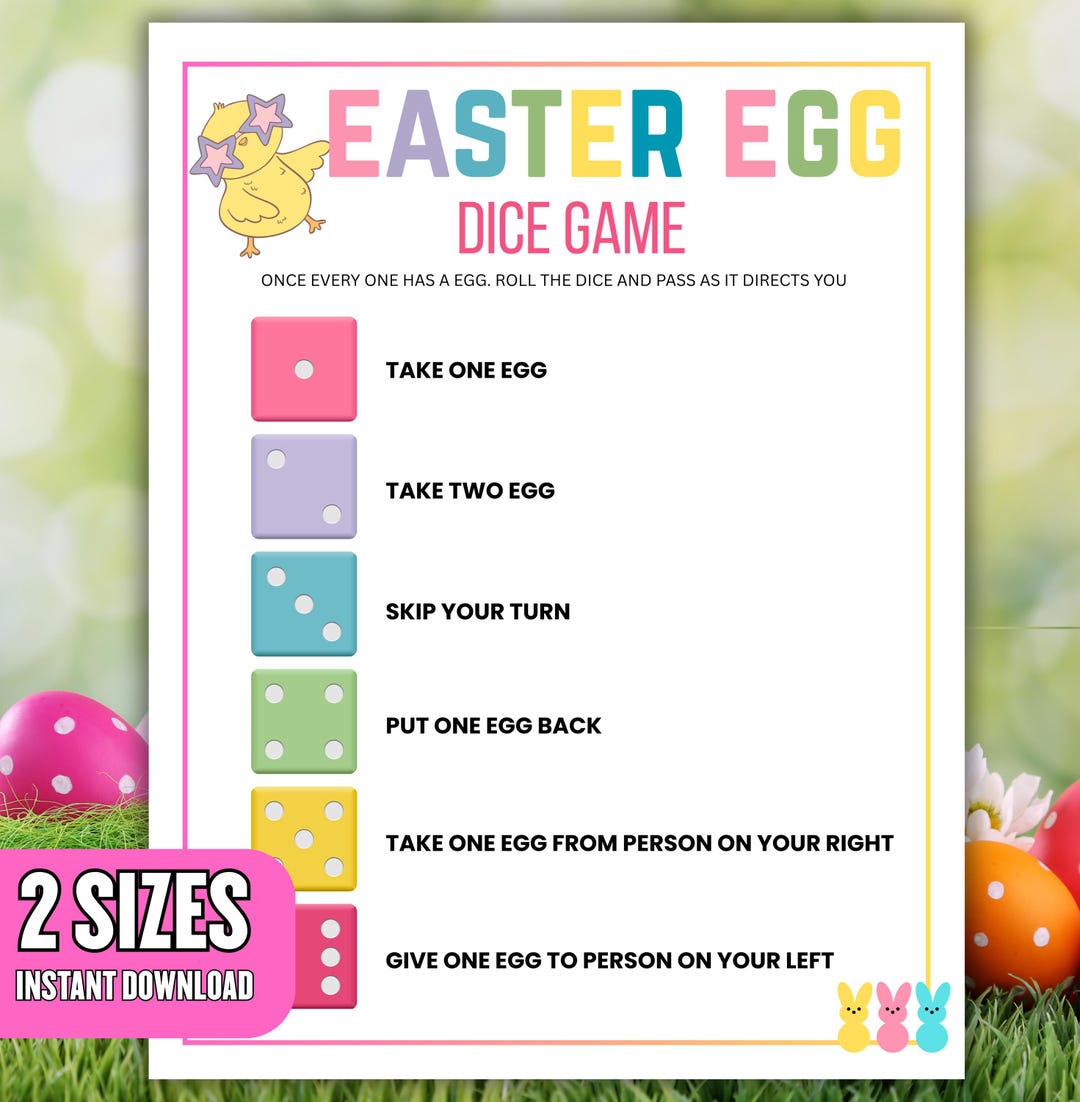 Easter Egg Dice Game, Printable Easter Dice Game, Easter Egg Exchange ...