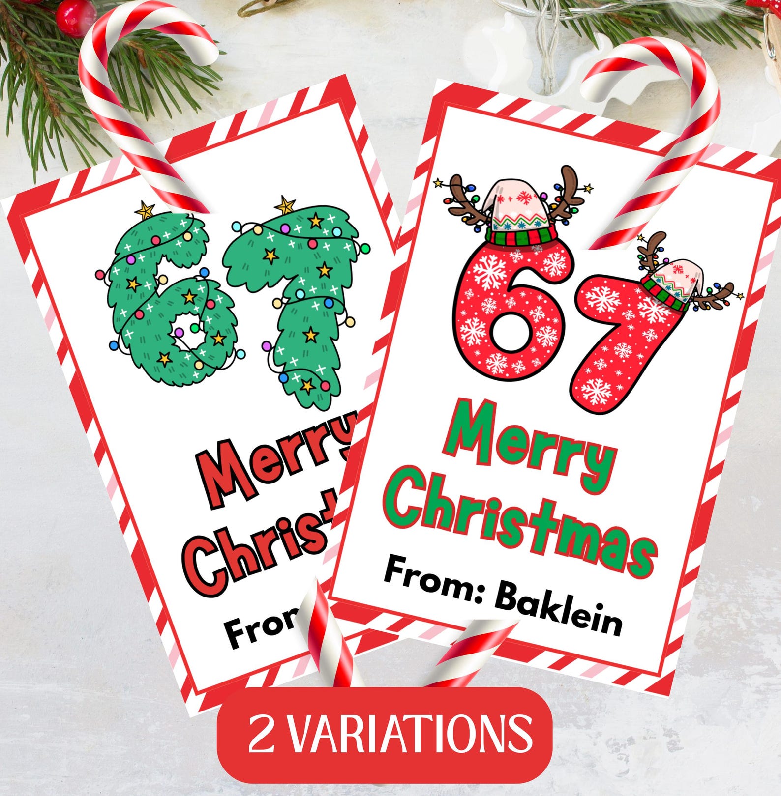 67 Christmas Candy Cane Holder Tag, Printable Holiday Gift Tag ...