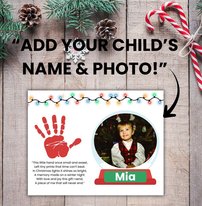 Christmas Handprint Poem Print With Snow Globe Photo Frame ...