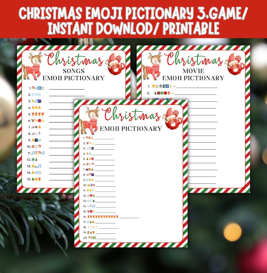 Christmas Emoji Pictionary Game Bundle: Printable Holiday Party Games ...