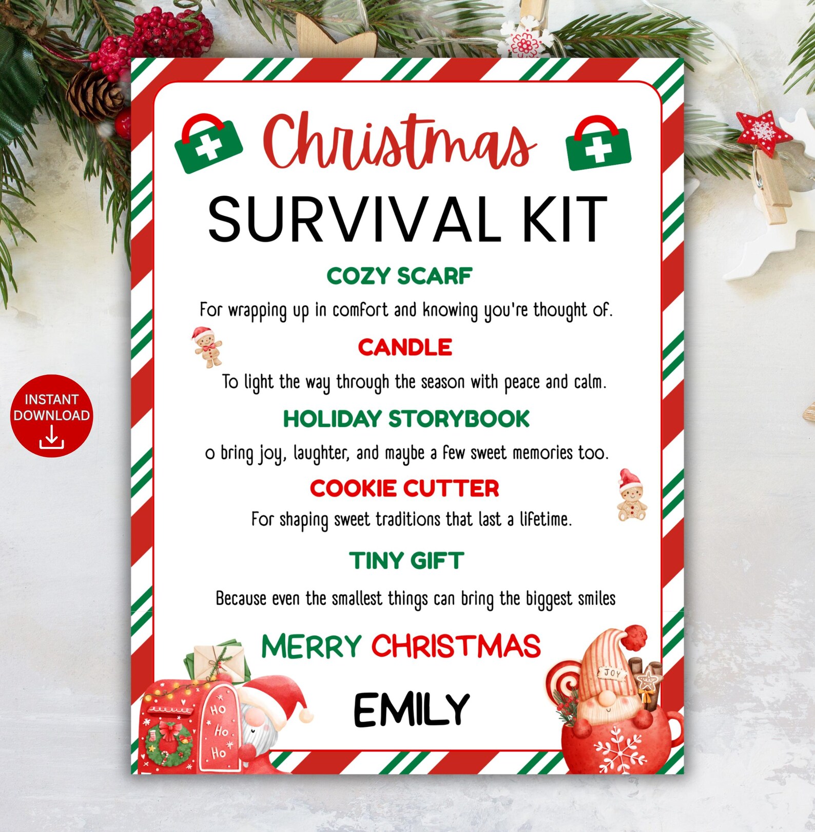 Editable Christmas Survival Kit Printable | Holiday Survival Tag ...