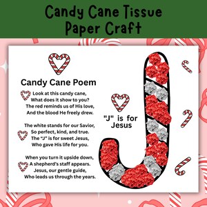 Candy Cane Tissue Paper Art, Christmas Torn Paper Craft for Kids ...