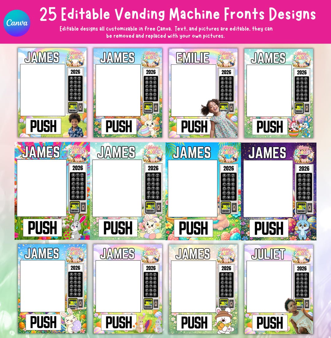 25 Editable Easter Vending Machine Template Fronts for Boys an Girls ...