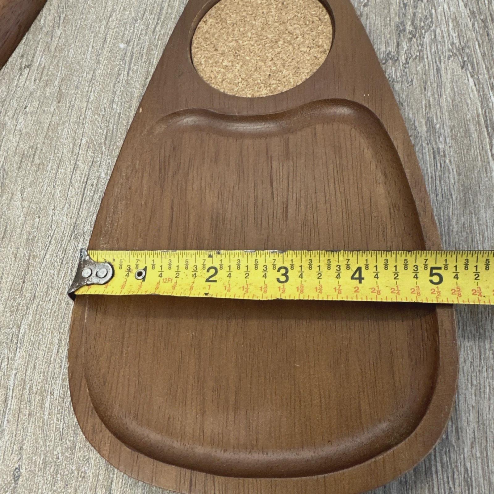 4 Vintage MCM Sere Wood Hand Carved Triangle Party Snack Tray W/coaster ...
