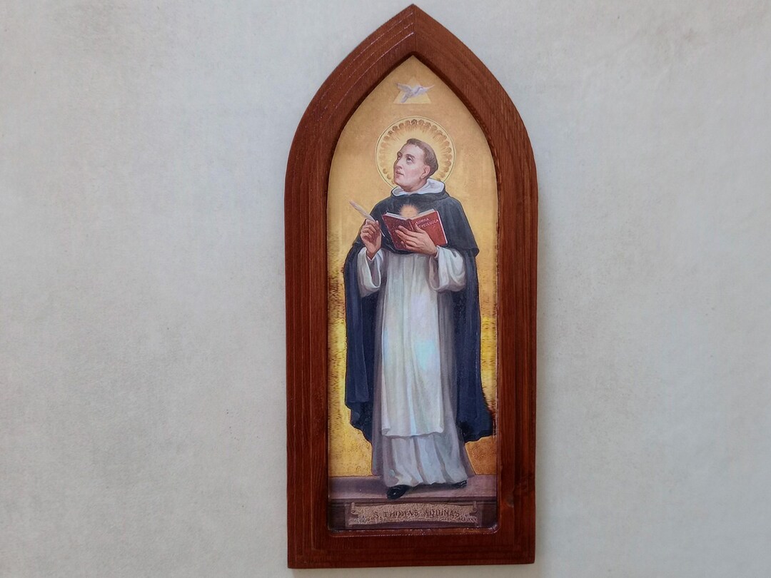 Saint Thomas Aquinas Icon, Handmade Byzantine Style Wooden Wall Art ...