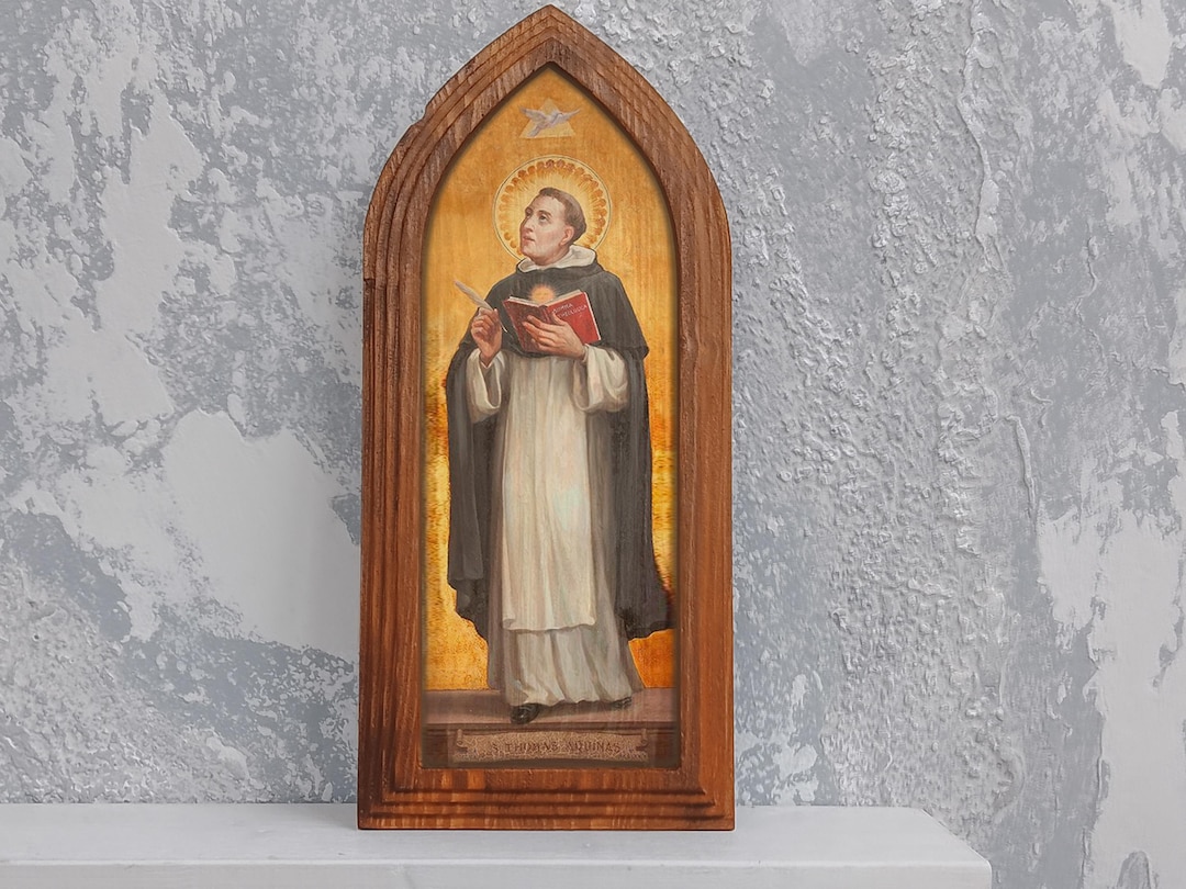 Saint Thomas Aquinas Icon Handmade Byzantine Style Wooden Catholic ...